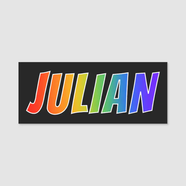 First Name "JULIAN": Fun Rainbow Coloring Name Tag | Zazzle