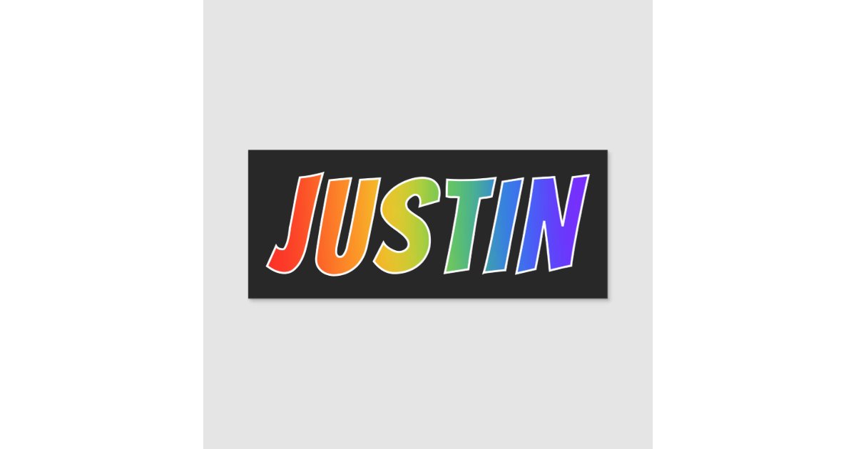 First Name "JUSTIN": Fun Rainbow Coloring Name Tag | Zazzle