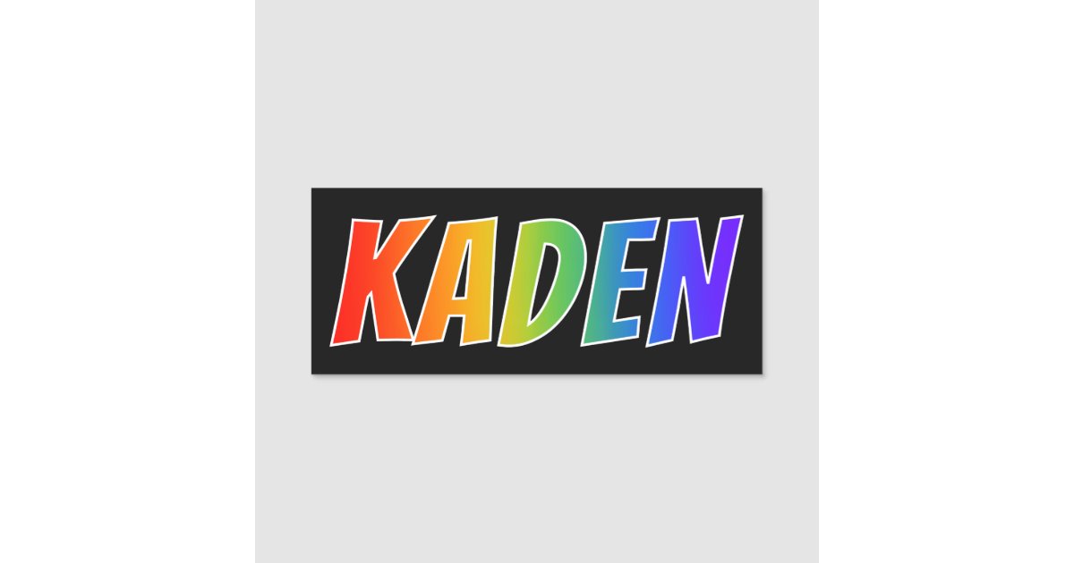 First Name "KADEN": Fun Rainbow Coloring Name Tag | Zazzle