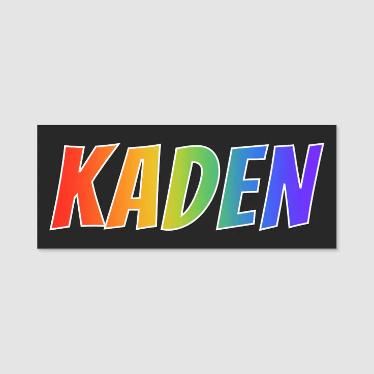 First Name "KADEN": Fun Rainbow Coloring Name Tag | Zazzle
