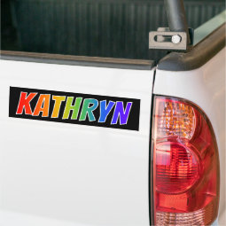 First Name "KATHRYN": Fun Rainbow Coloring Bumper Sticker | Zazzle