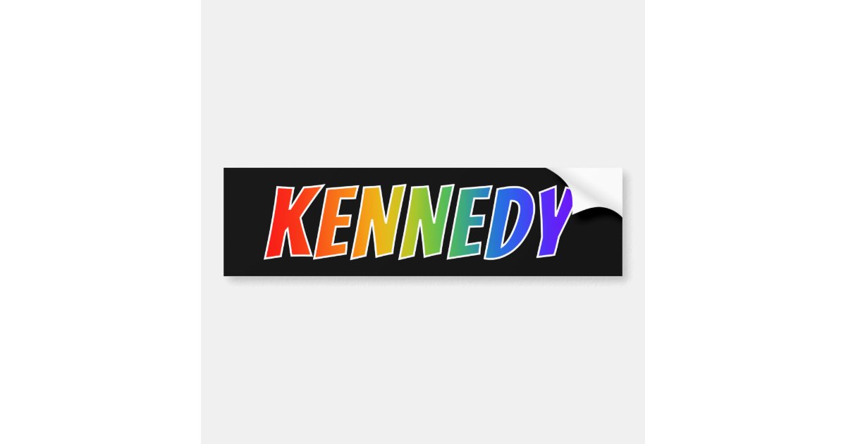 First Name "KENNEDY": Fun Rainbow Coloring Bumper Sticker | Zazzle