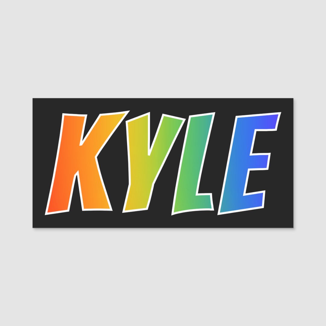 First Name "KYLE": Fun Rainbow Coloring Name Tag | Zazzle