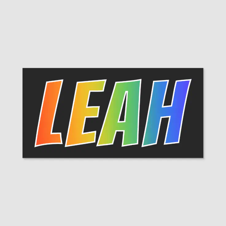 First Name "LEAH": Fun Rainbow Coloring Name Tag | Zazzle