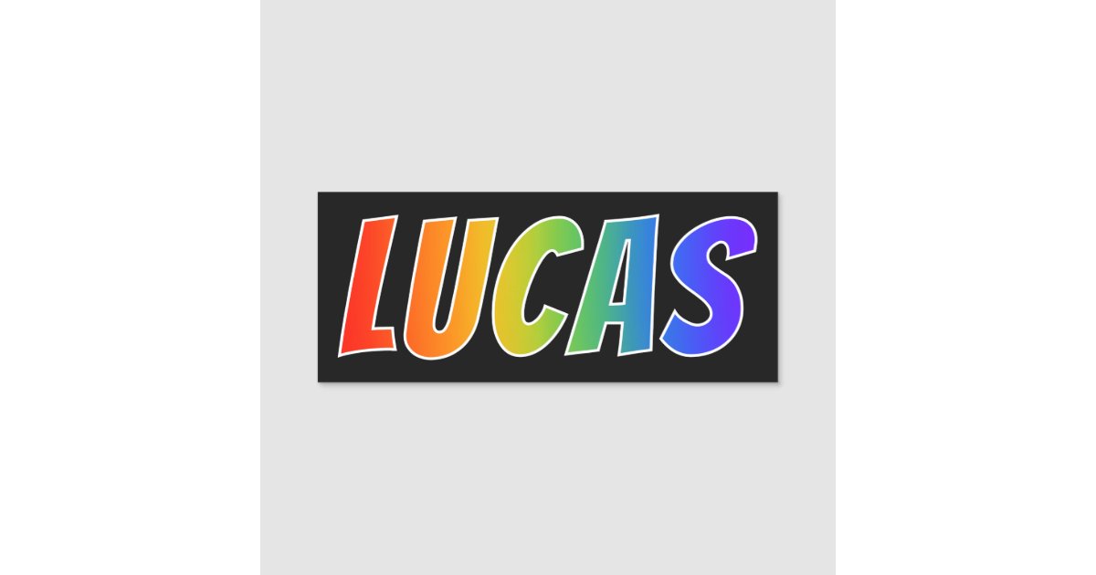First Name "LUCAS": Fun Rainbow Coloring Name Tag | Zazzle