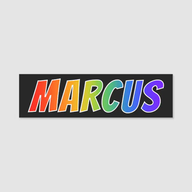 First Name "MARCUS": Fun Rainbow Coloring Name Tag | Zazzle