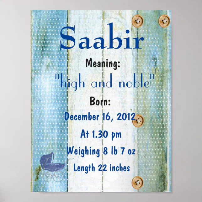 First Name meaning keepsake nursery Poster | Zazzle