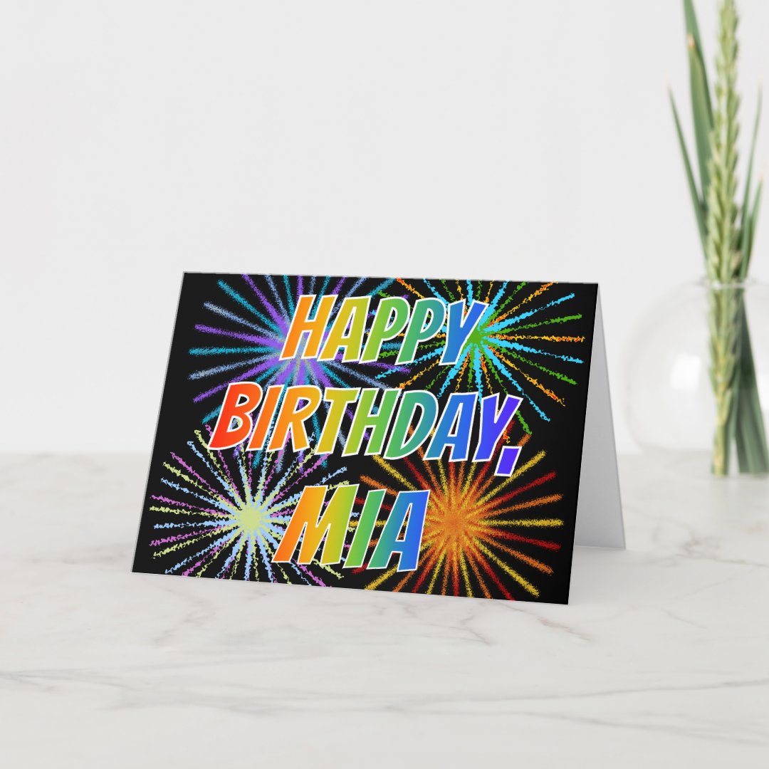 First Name "MIA" Fun "HAPPY BIRTHDAY" Card | Zazzle