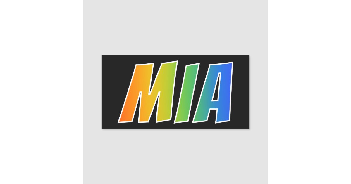 First Name "MIA": Fun Rainbow Coloring Name Tag | Zazzle