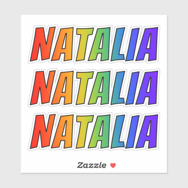 First Name "NATALIA" w/ Fun Rainbow Coloring Sticker | Zazzle