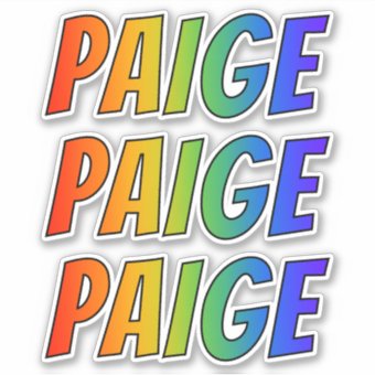 First Name "PAIGE" w/ Fun Rainbow Coloring Sticker | Zazzle