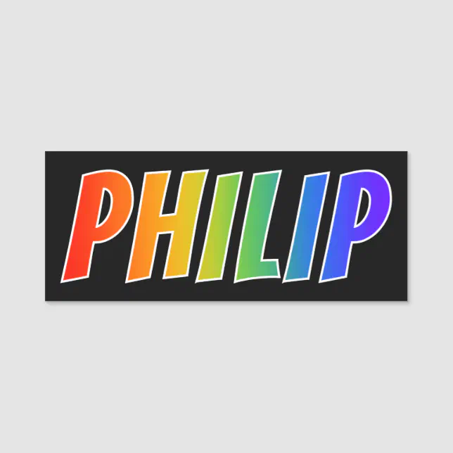 First Name "PHILIP": Fun Rainbow Coloring Name Tag | Zazzle