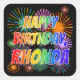 First Name "RHONDA", Fun "HAPPY BIRTHDAY" Square Sticker | Zazzle