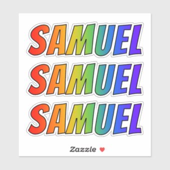 First Name "SAMUEL" w/ Fun Rainbow Coloring Sticker | Zazzle