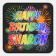First Name "SHARON", Fun "HAPPY BIRTHDAY" Square Sticker | Zazzle
