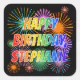 First Name "STEPHANIE", Fun "HAPPY BIRTHDAY" Square Sticker | Zazzle
