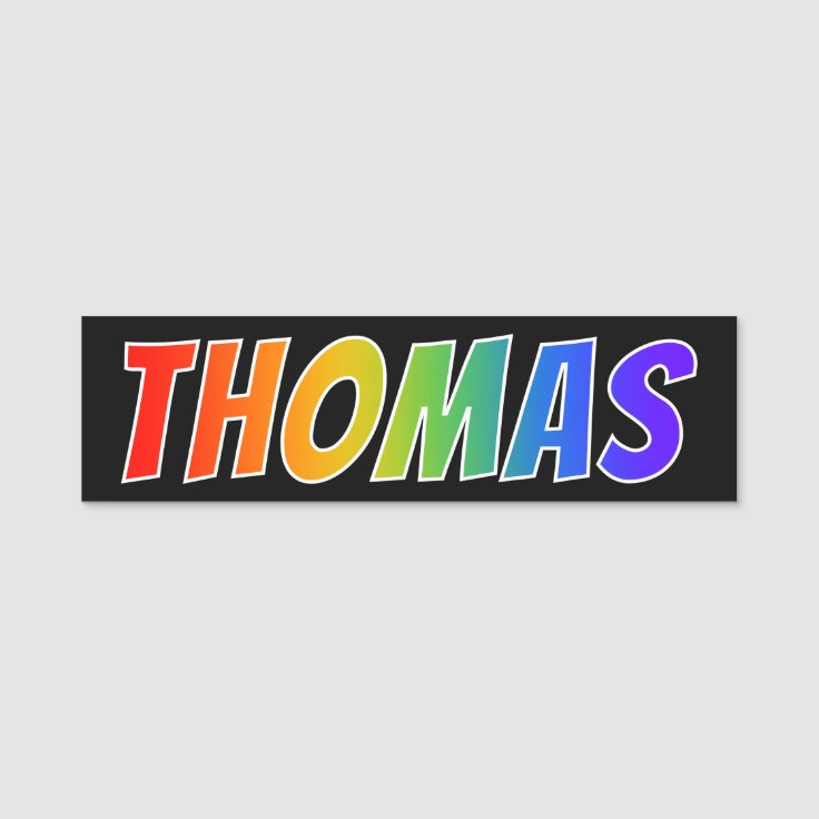 First Name "THOMAS": Fun Rainbow Coloring Name Tag | Zazzle