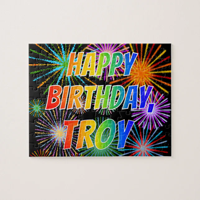 First Name "TROY", Fun "HAPPY BIRTHDAY" Jigsaw Puzzle | Zazzle