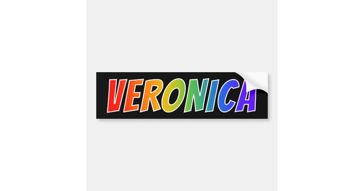 First Name "VERONICA": Fun Rainbow Coloring Bumper Sticker | Zazzle