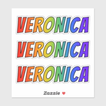 First Name "VERONICA" w/ Fun Rainbow Coloring Sticker | Zazzle
