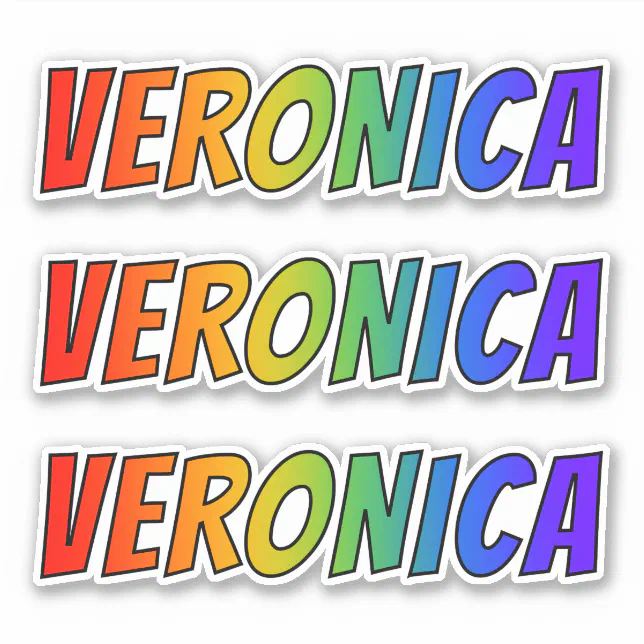 First Name "VERONICA" w/ Fun Rainbow Coloring Sticker | Zazzle