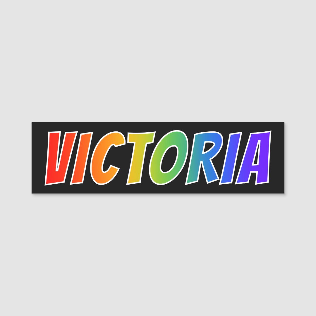 First Name "VICTORIA": Fun Rainbow Coloring Name Tag | Zazzle