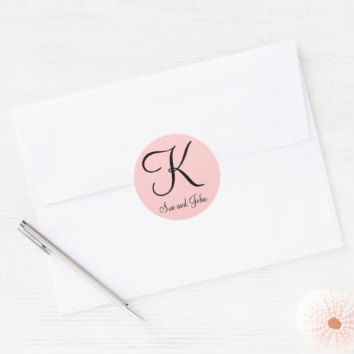 First Names and Last Initial Black on Pink Sticker | Zazzle