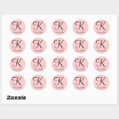 First Names and Last Initial Black on Pink Sticker | Zazzle