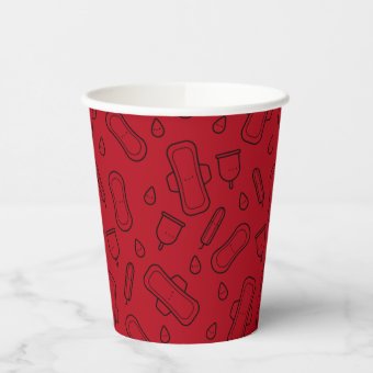 First Period Party Red Tampon Pad Pattern Paper Cups | Zazzle