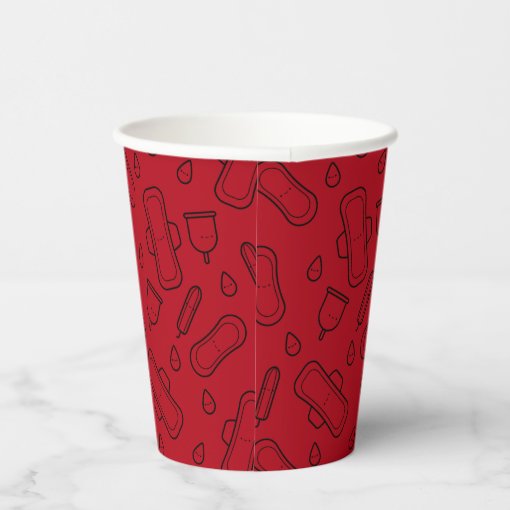 First Period Party Red Tampon Pad Pattern Paper Cups | Zazzle