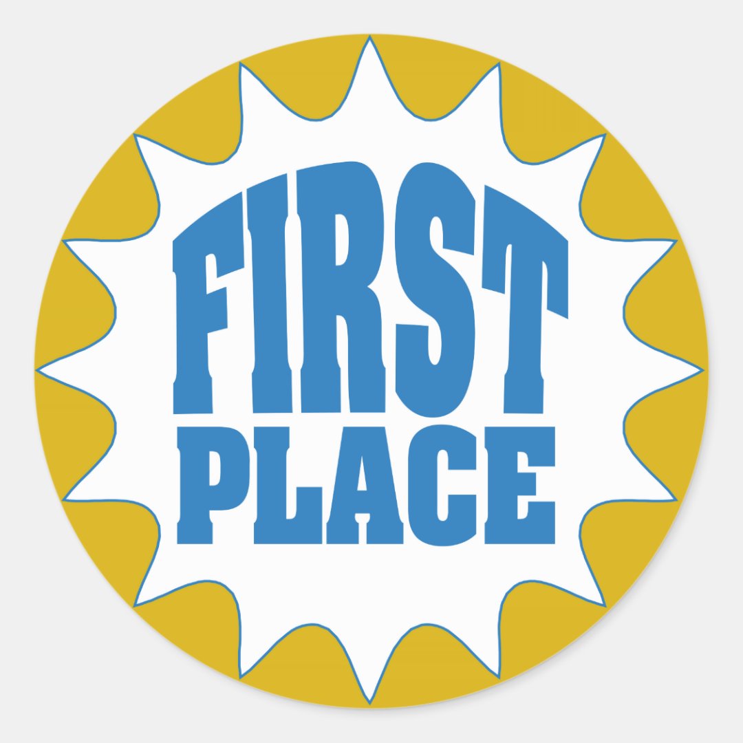 First Place Award Classic Round Sticker | Zazzle