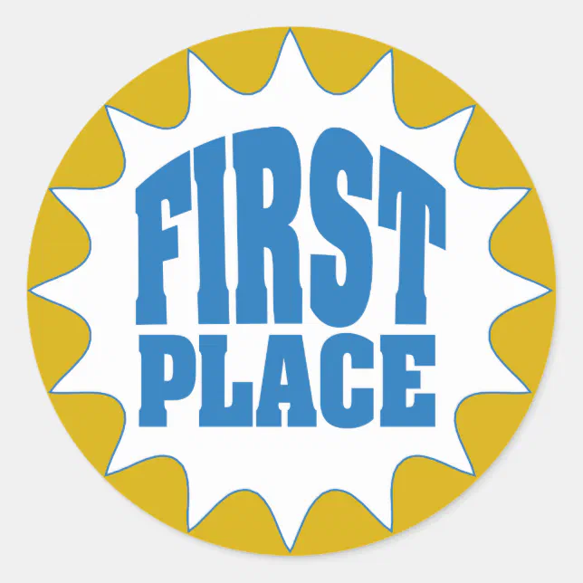 First Place Award Classic Round Sticker | Zazzle