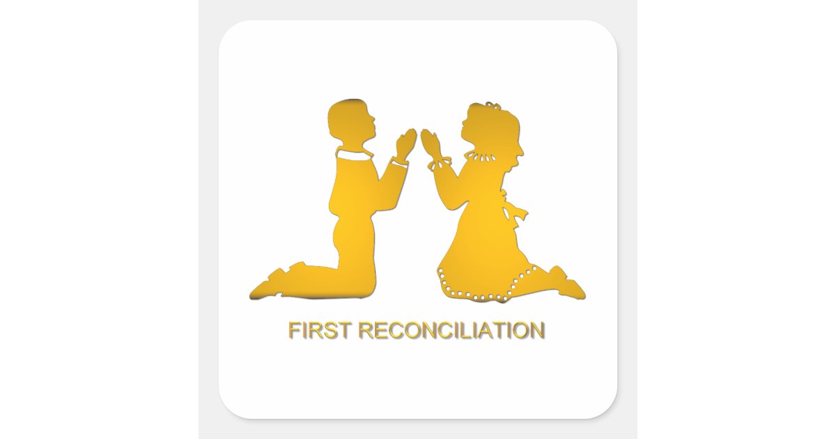 First Reconciliation Square Sticker | Zazzle