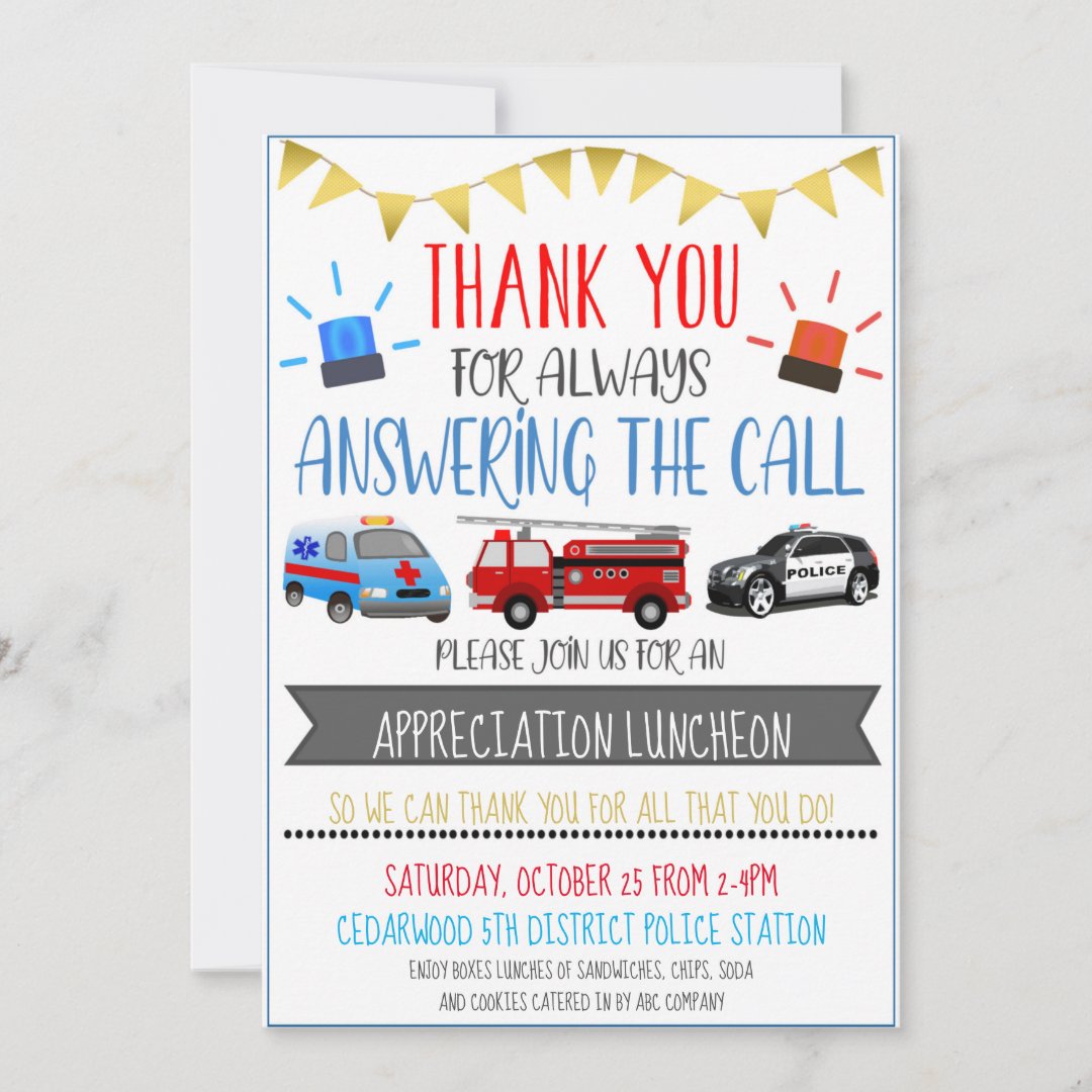 First Responder Appreciation Event Invite | Zazzle
