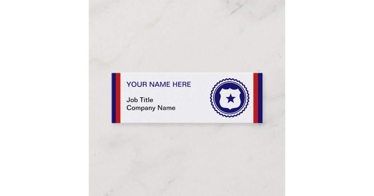 First Responder Blue Police Badge Mini Business Card | Zazzle