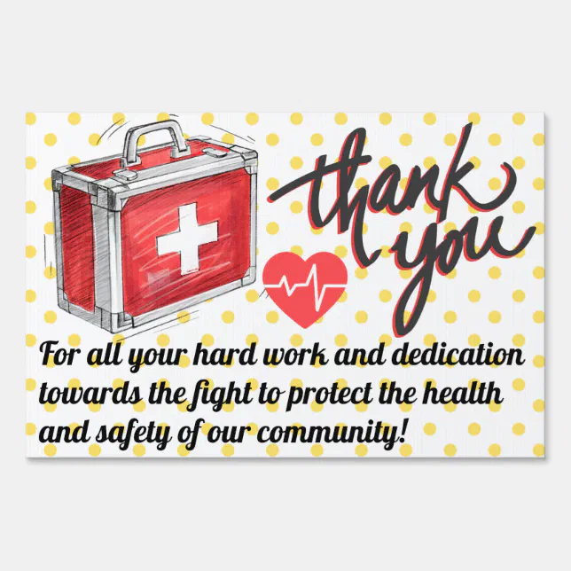 First Responder Thank You| Coronavirus First Aid Sign | Zazzle