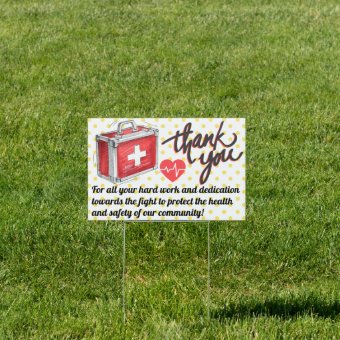 First Responder Thank You| Coronavirus First Aid Sign | Zazzle
