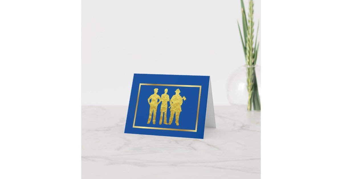 First Responders Golden Silhouettes Greeting Card | Zazzle