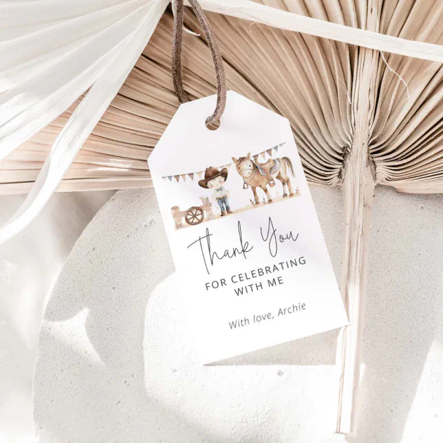 First Rodeo 1st Birthday Thank You Gift Tags | Zazzle