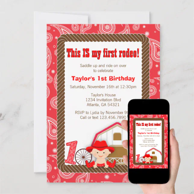 First Rodeo Birthday Invitation | Zazzle