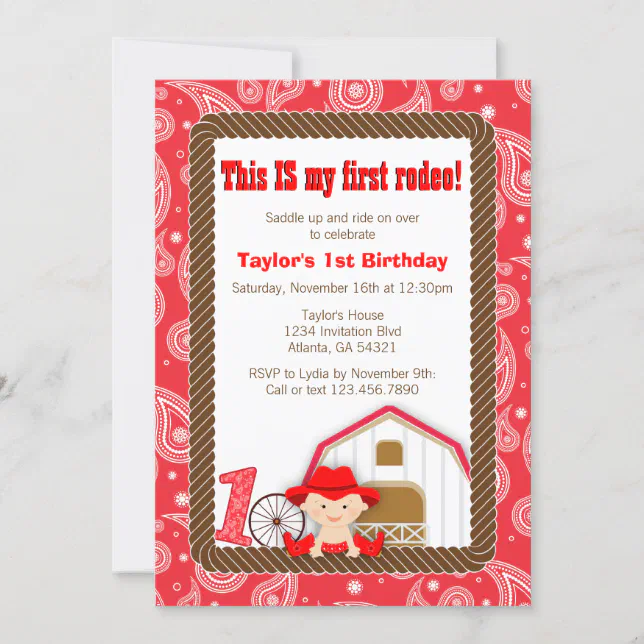 First Rodeo Birthday Invitation | Zazzle