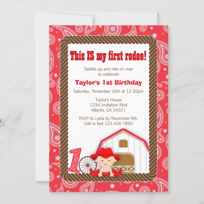 First Rodeo Birthday Invitation | Zazzle.com