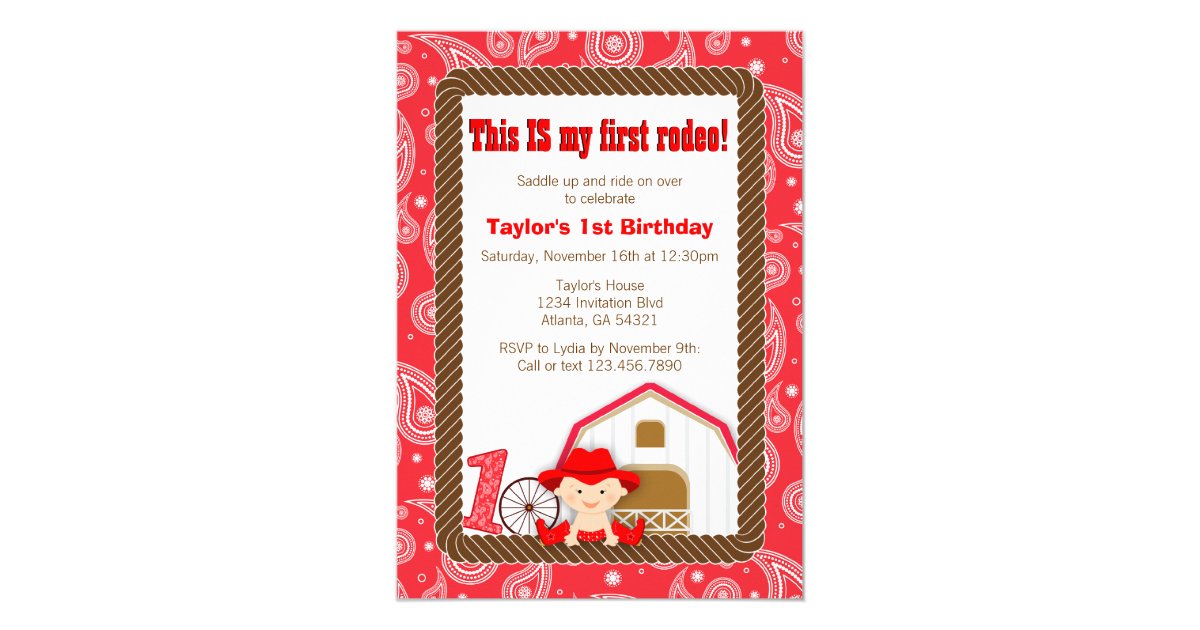 First Rodeo Birthday Invitation | Zazzle.com