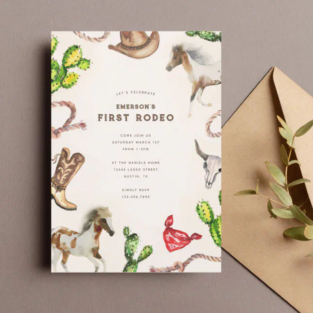 First Rodeo Birthday Party Invitation | Zazzle