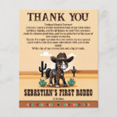 First rodeo birthday party thank you card | Zazzle