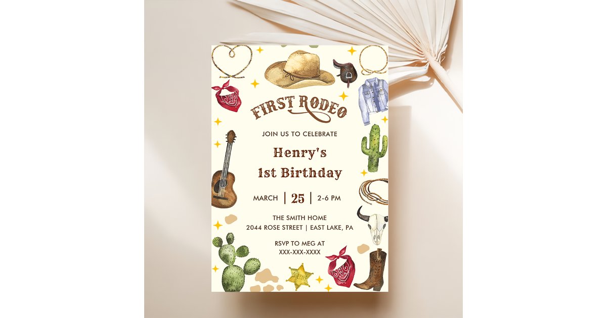 First Rodeo Bithday Cowboy 1st Birthday Invitation | Zazzle