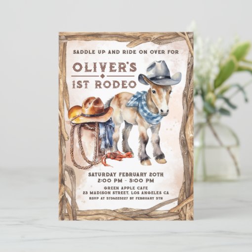 First RODEO | Boy Cowboy 1st Birthday Invitation | Zazzle