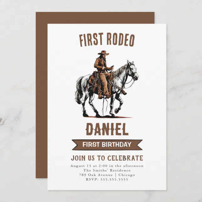 First Rodeo Cowboy 1st Birthday Invitation | Zazzle