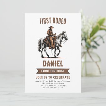 First Rodeo Cowboy 1st Birthday Invitation | Zazzle