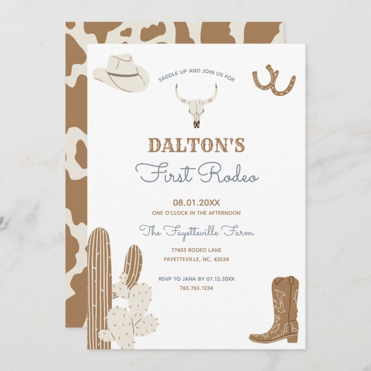 First Rodeo Cowboy Birthday Party Invitation | Zazzle